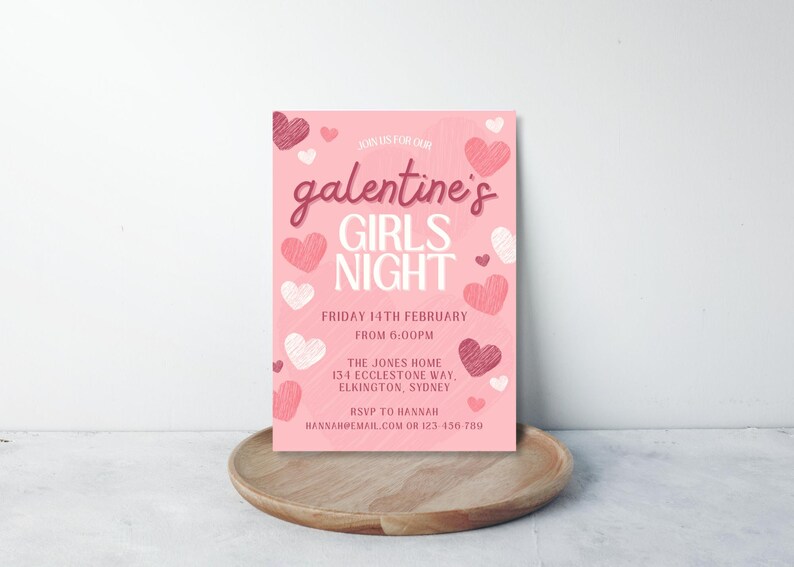 Editable Galentine's Girls Night Invitation Template - Etsy