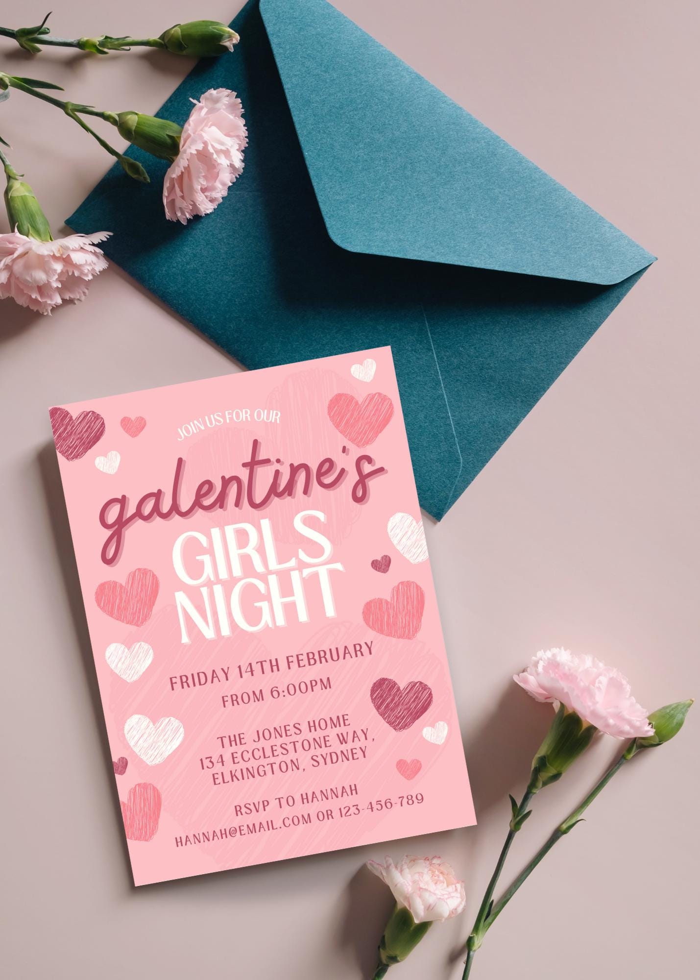 Editable Galentine's Girls Night Invitation Template - Etsy