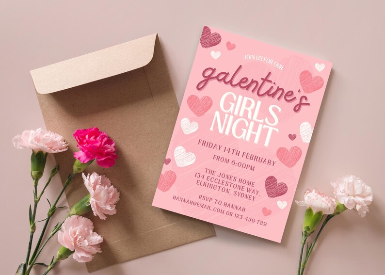 Editable Galentine's Girls Night Invitation Template - Etsy