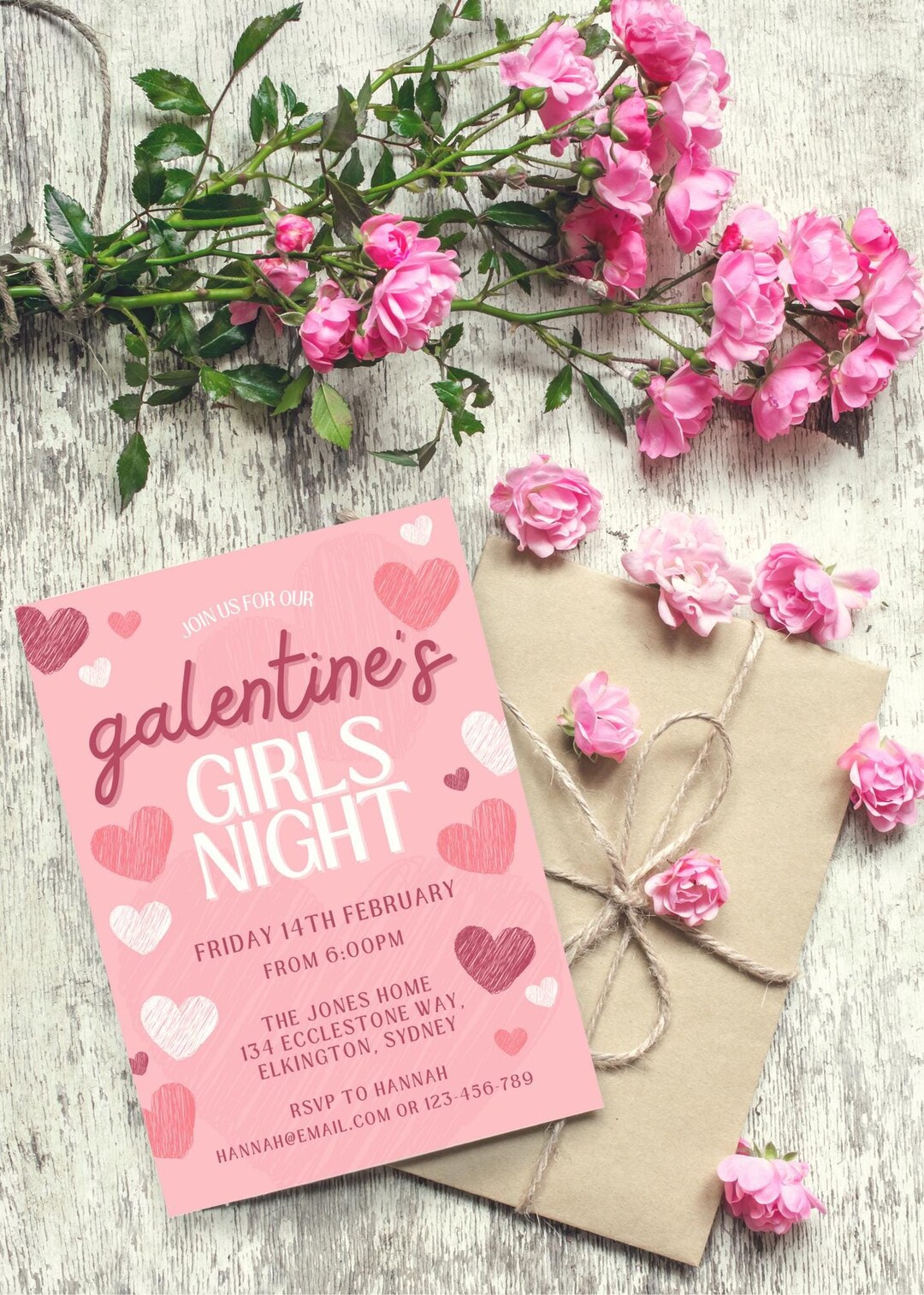 Editable Galentine's Girls Night Invitation Template - Etsy