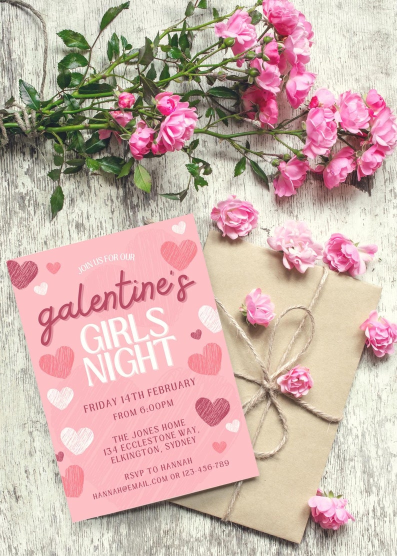Editable Galentine's Girls Night Invitation Template - Etsy