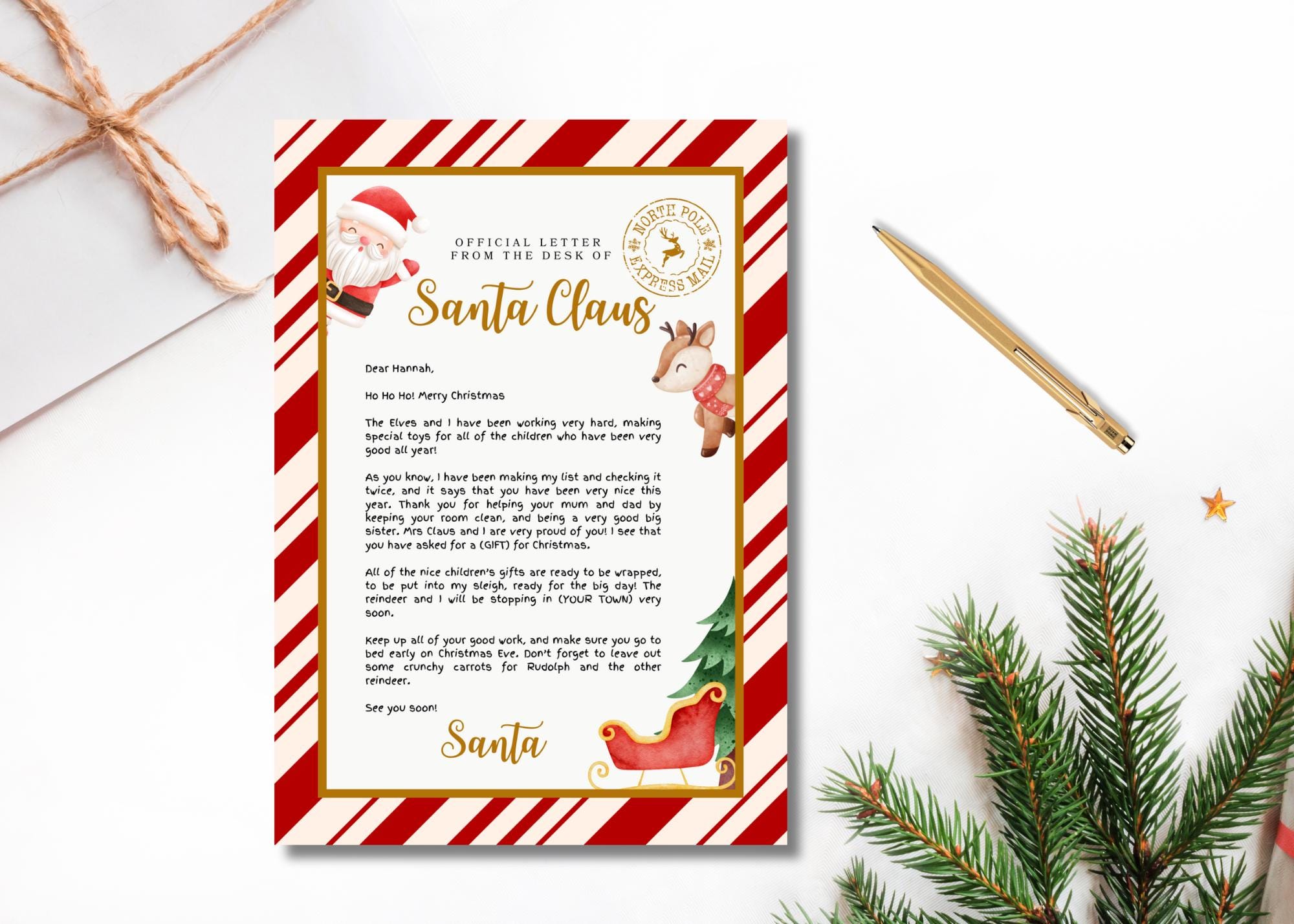 Editable Personalized Letter From Santa Claus Printable Template - Etsy