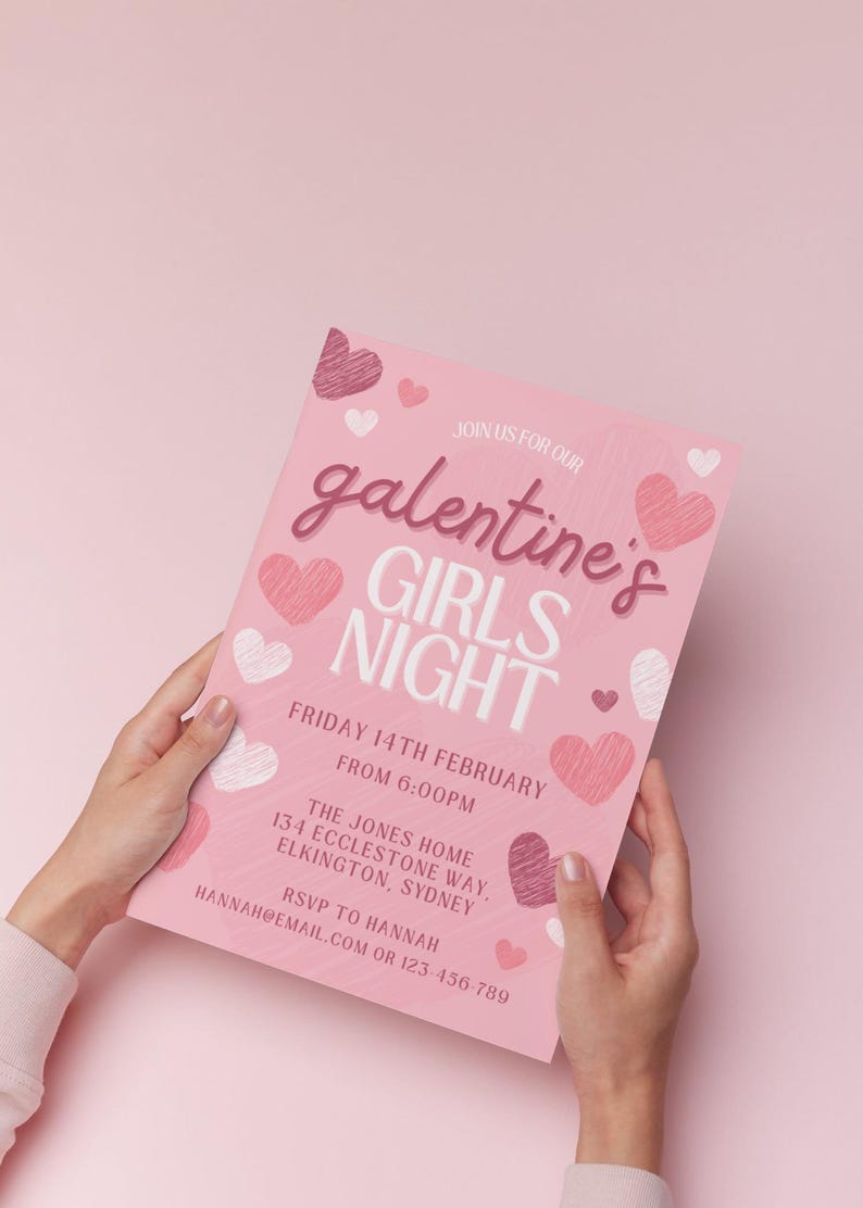 Editable Galentine's Girls Night Invitation Template - Etsy