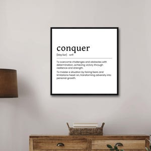 CONQUER the Definition Motivational Poster, Wall Art, Home Office, Gym ...