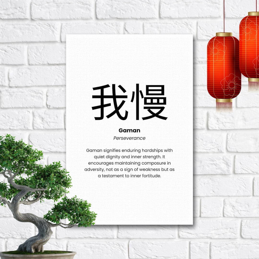 Gaman - Perseverance | Motivational Poster, Wall Art, Home Office, Gym ...