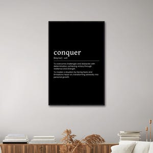 CONQUER the Definition Motivational Poster, Wall Art, Home Office, Gym ...