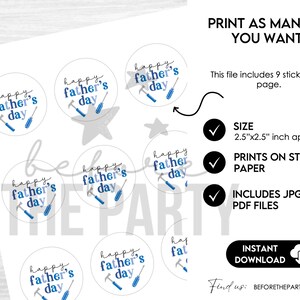 Happy Father's Day Printable Gift Tags, Editable Stickers for Dad Gift ...