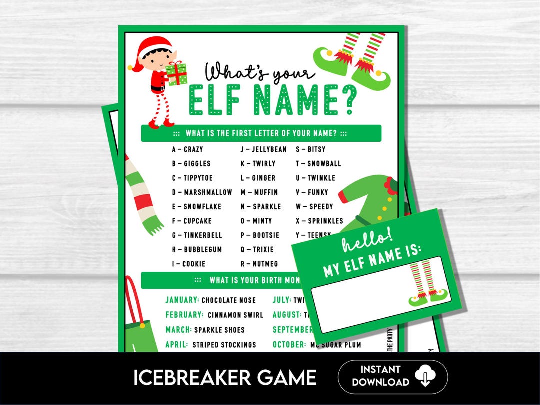 What's Your Elf Name Game Sign, Christmas Elf Name Game, Christmas ...