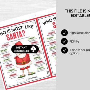 Christmas Who is Most Like Santa Game, Printable Holiday Activity for ...