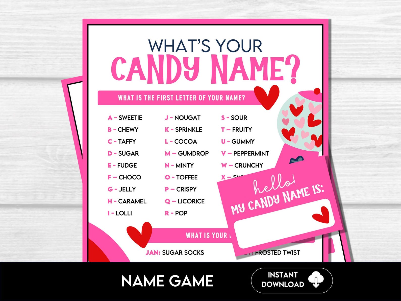 What's Your Candy Name Game, Fun Valentine's Day Printable Name Games ...