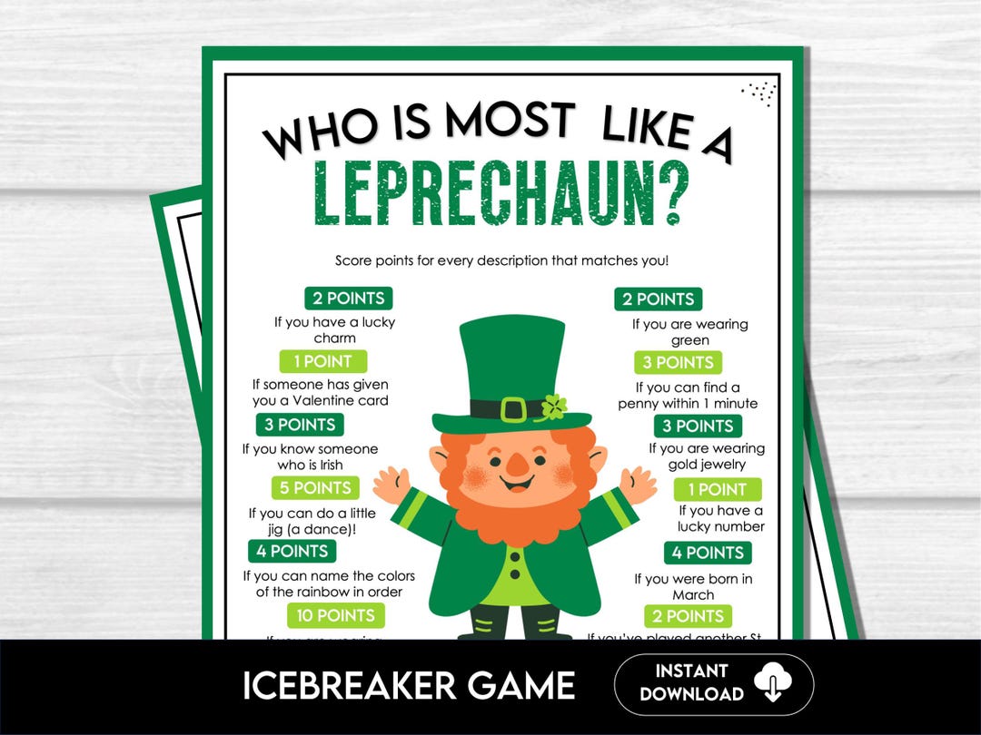 Who is Most Like a Leprechaun Game, St. Patrick's Day Party Game, St ...