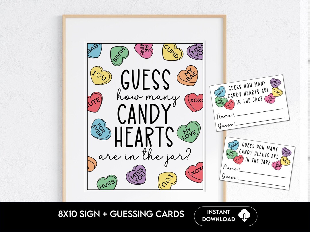 Guess How Many Candies Party Game, Valentine's Day Candy Game ...