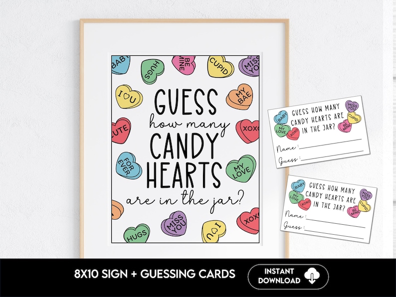 Guess How Many Candies Party Game, Valentine's Day Candy Game ...