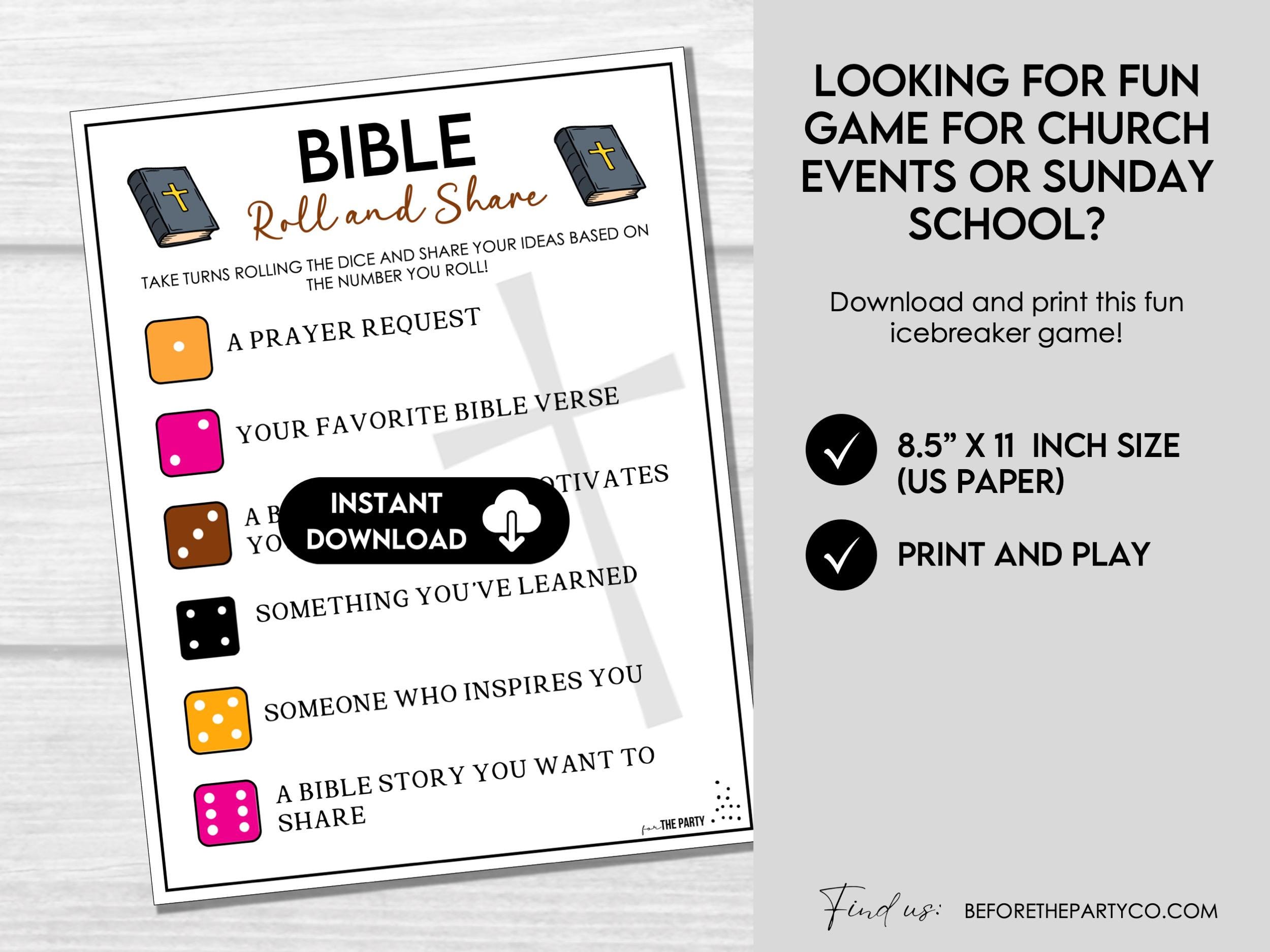 Roll and Share Bible Game, Kids Bible Games, Christian Games, Youth ...