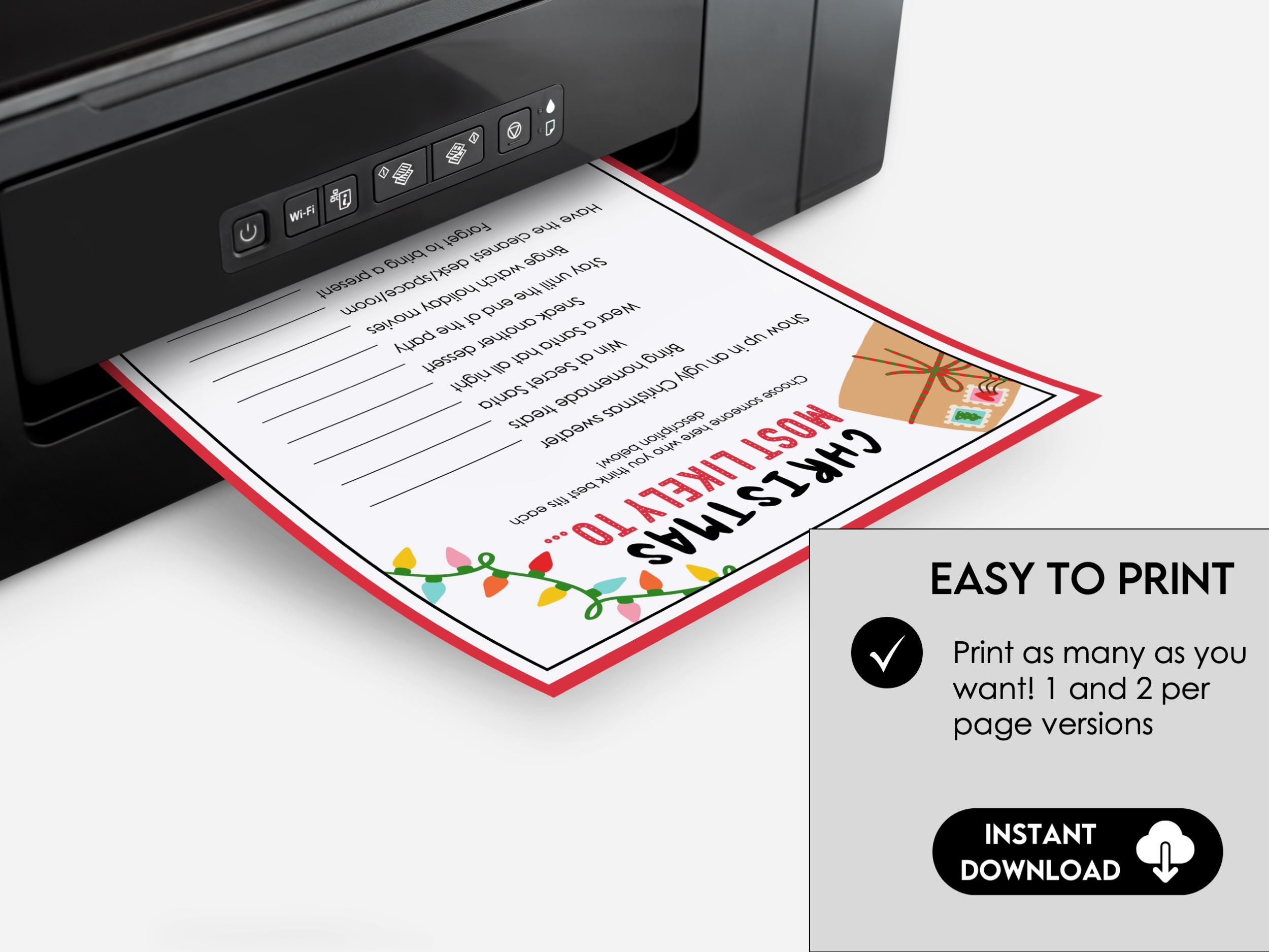 Christmas Who is Most Likely to Game, Printable Holiday Activity for ...