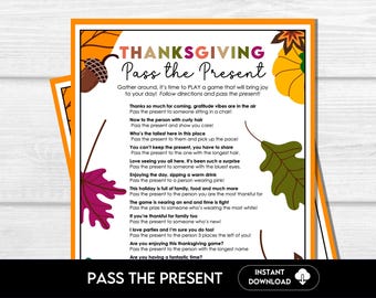 Thanksgiving Party Game, Thanksgiving Pass the Present Game ...