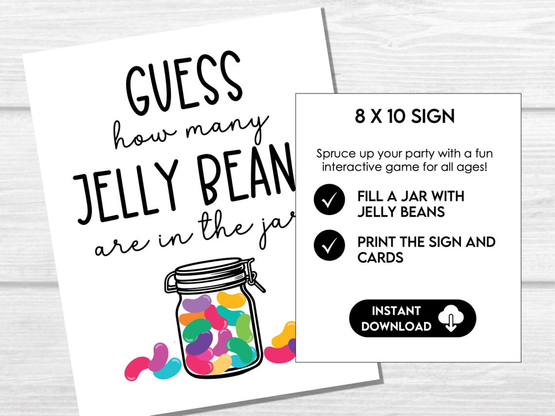 Guess How Many Jelly Beans - Easter Game, Birthday Party Game, Shower ...