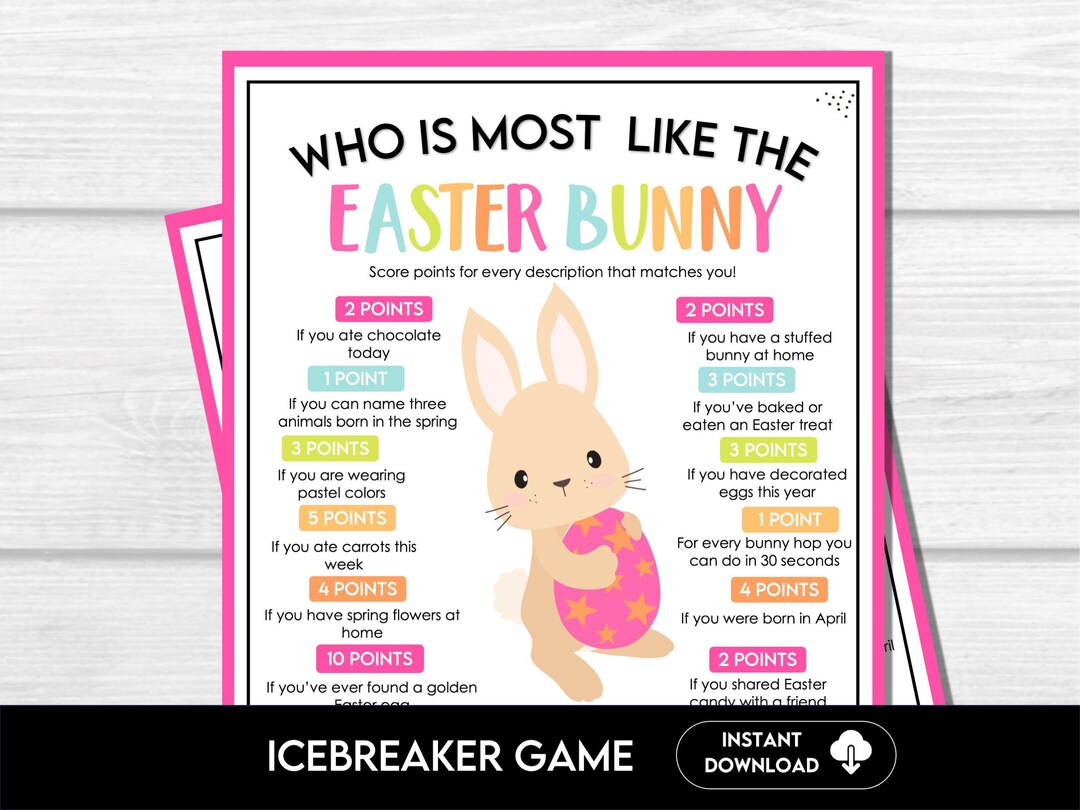 Who is Most Like the Easter Bunny Game | Easter Printable Game | Easter ...