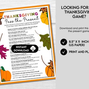 Thanksgiving Pass the Present, Thanksgiving Pass the Gift Game ...