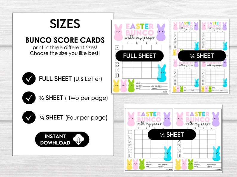 Easter Bunco Party Bundle Printable, Score Cards, Editable Invitation ...