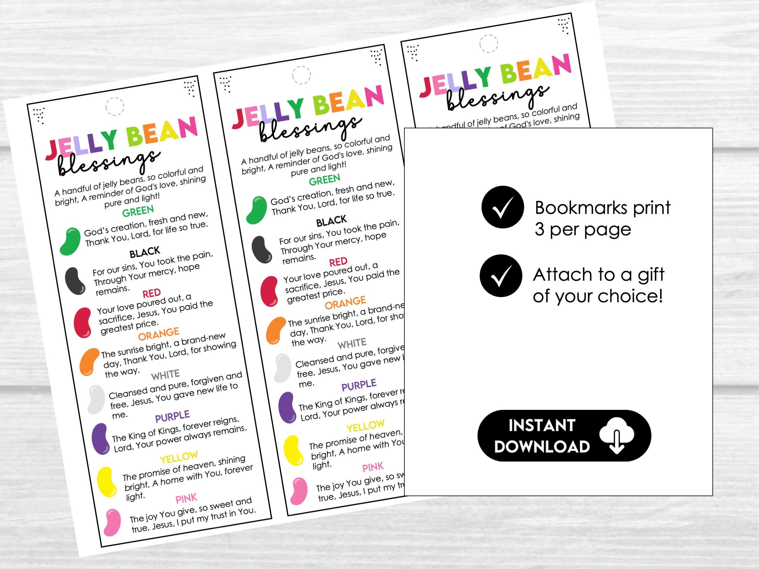 Jelly Bean Prayer Bookmark, Church, School, Youth Group Tags for Easter ...