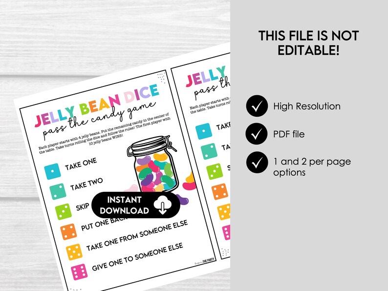 Jelly Bean Dice Game, Birthday Party Game, Easter Games, Party Games ...