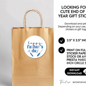 Happy Father's Day Printable Gift Tags, Editable Stickers for Dad Gift ...