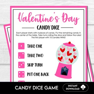 Valentine's Day Candy Dice Game, Valentine's Activity for Kids ...
