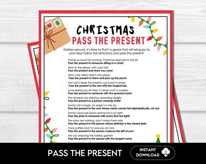 Pass the Gift Game, Christmas Gift Exchange Game, Christmas Games ...