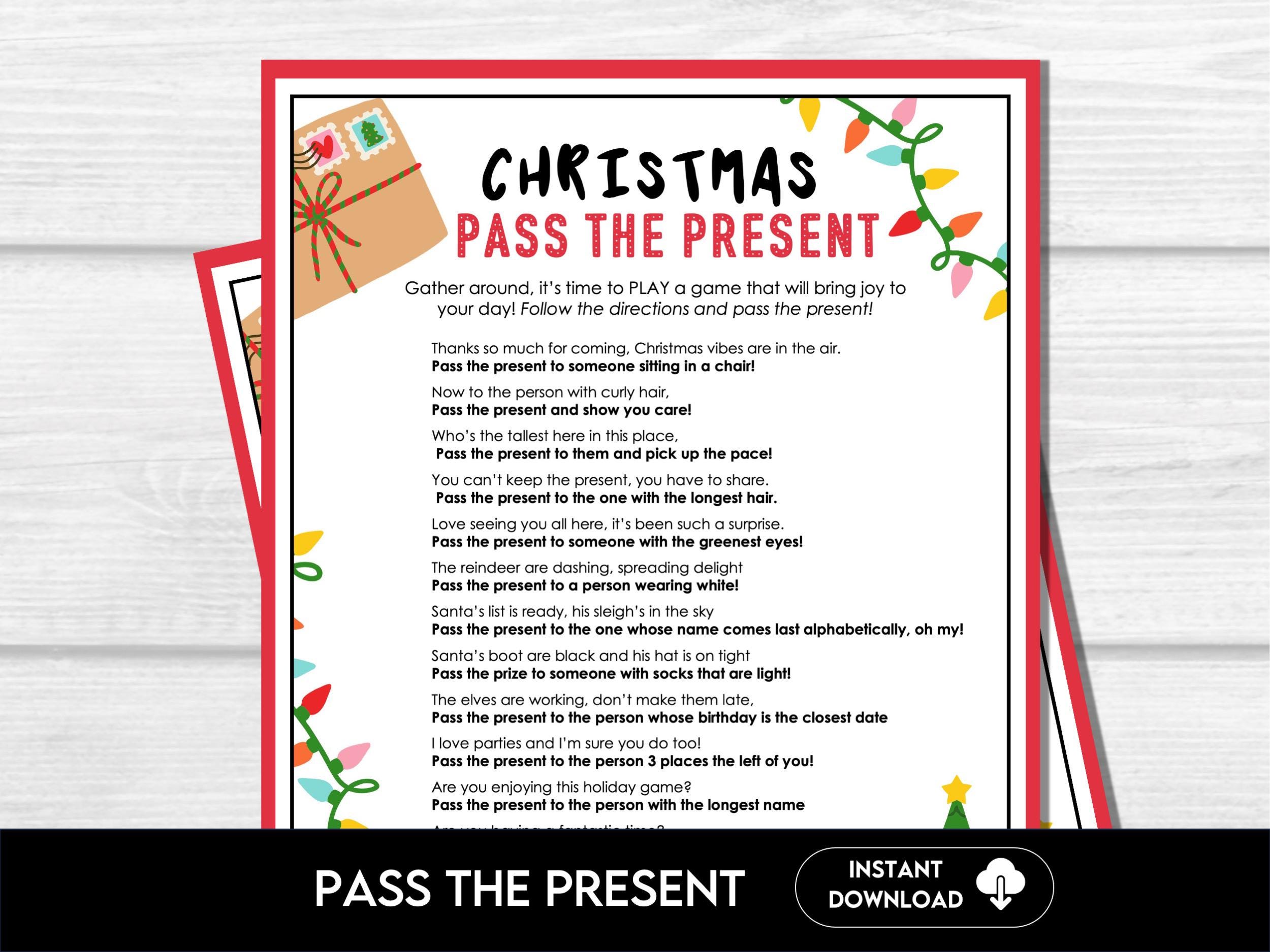 Christmas Pass the Present, Pass the Gift Game, Christmas Party Game ...