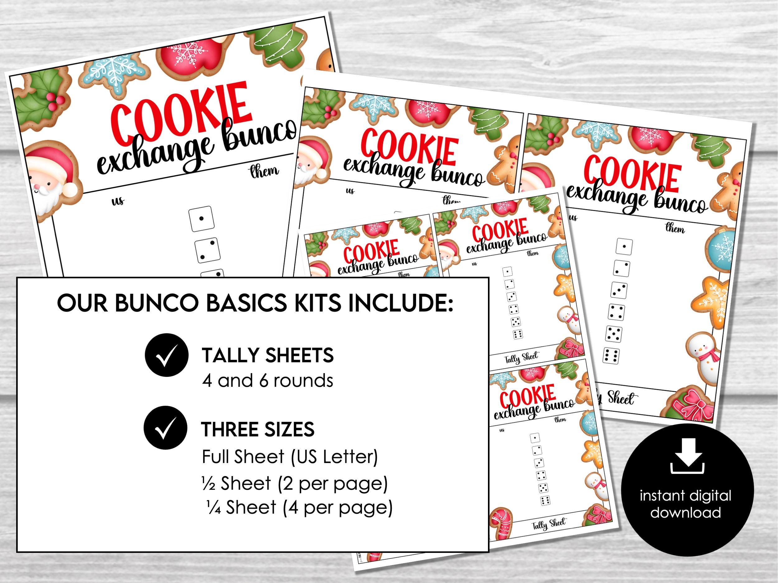 Christmas Cookie Bunco Score Sheet, Bunco Night Score Cards, December ...