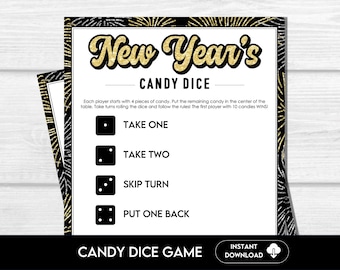 New Year's Eve Candy Dice Game, Printable Candy Game for Kids, Fun New ...