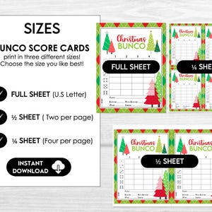 Christmas Bunco Printable Bundle, Score Cards & Table Numbers, Instant ...