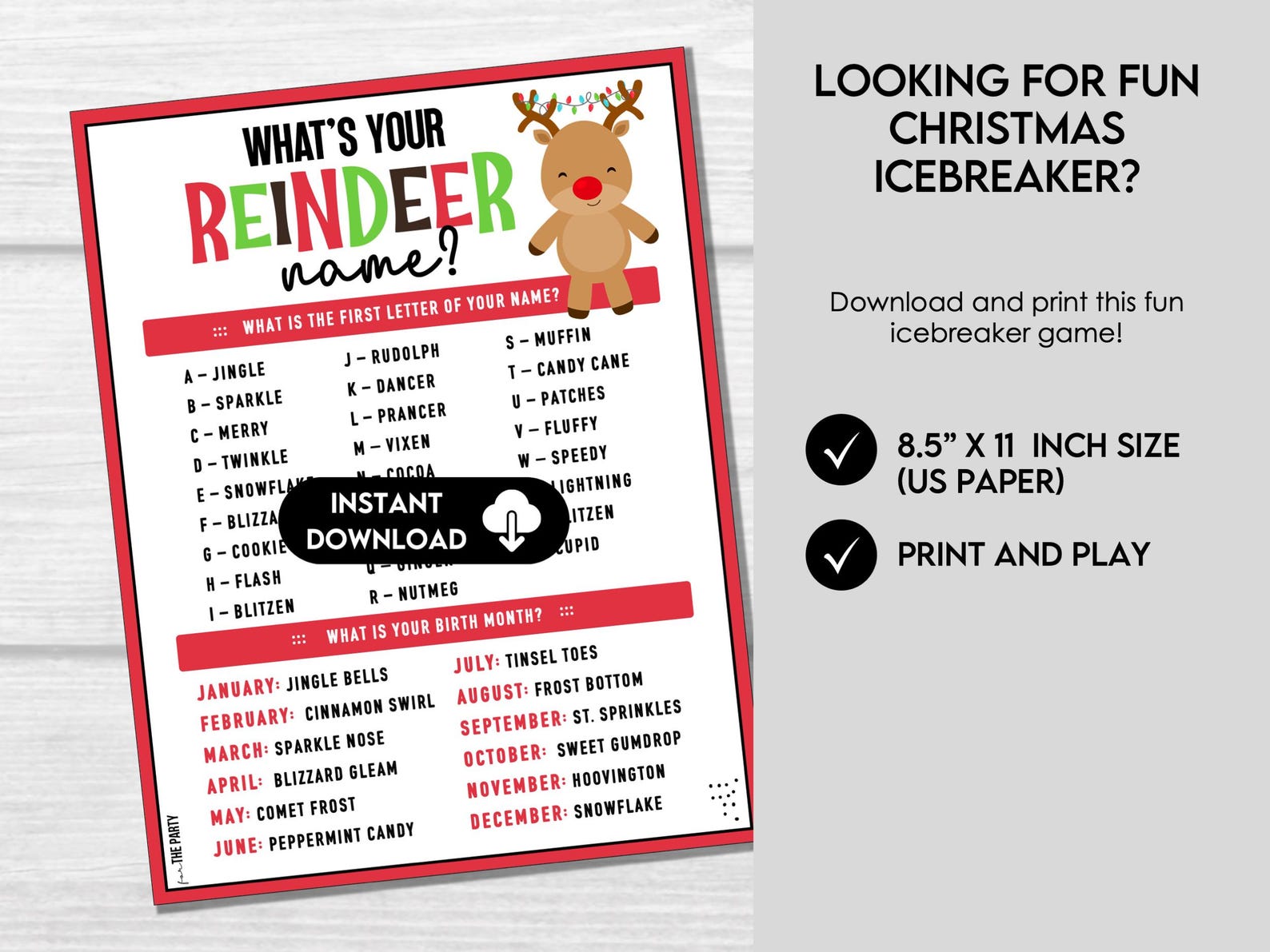 Whats Your Reindeer Name Game, Funny Christmas Printable Name Games ...