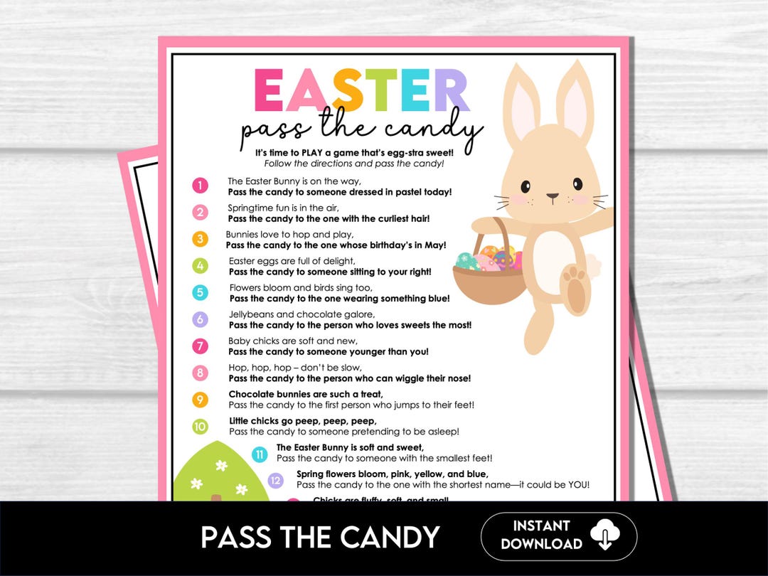 Easter Pass the Present, Spring Pass the Candy Game, Fun Candy Party ...