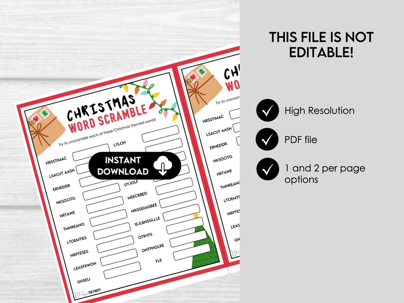 Christmas Word Scramble Game, Printable Holiday Activity for Kids and ...