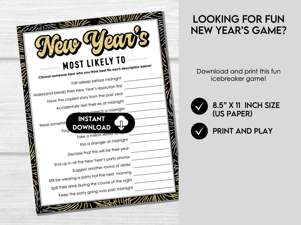 New Year's Eve Party Game, Who is Most Likely to (digital Download) - Etsy