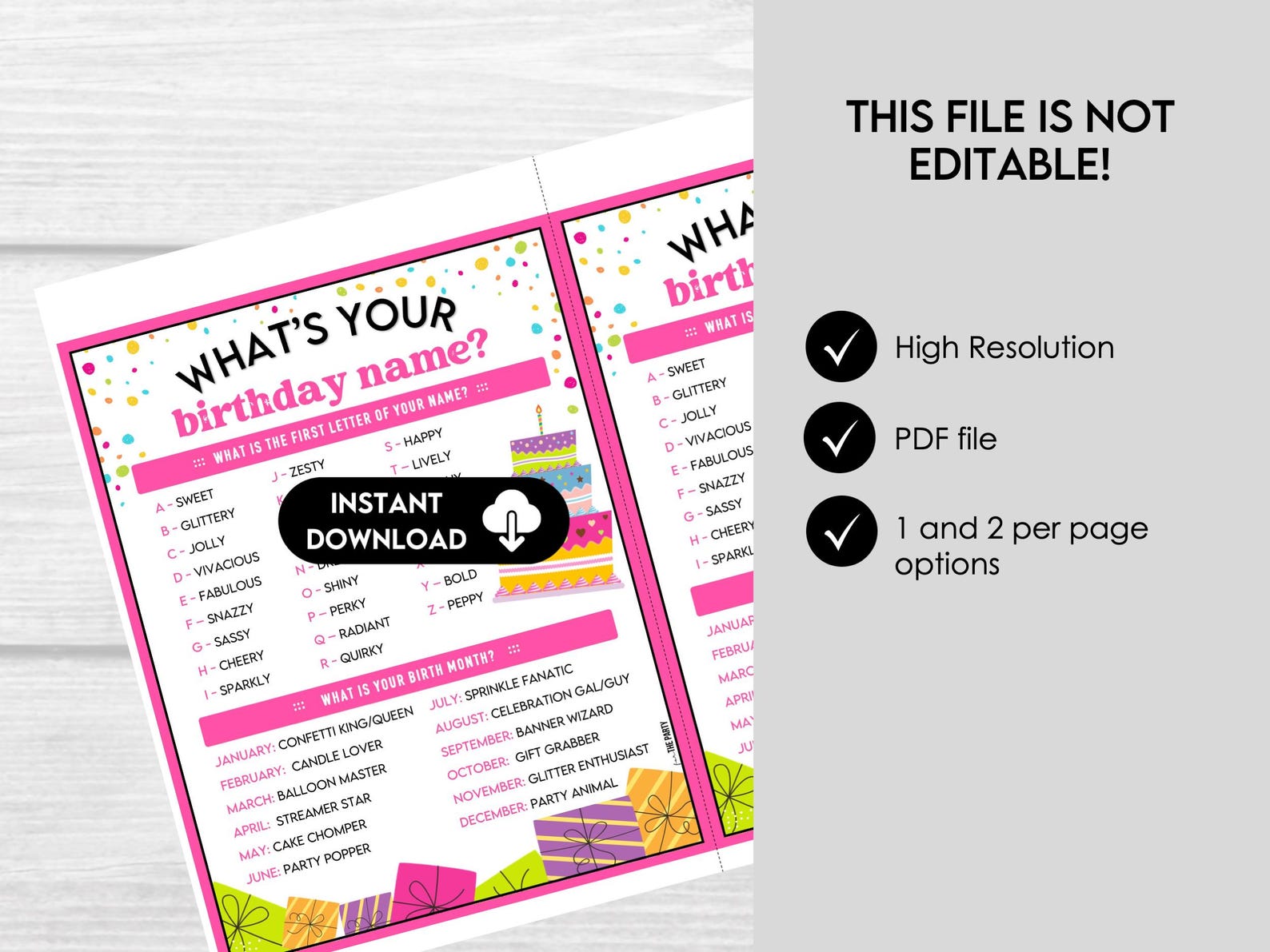 Birthday Name Game, Printable Birthday Game, What's Your Birthday Name ...