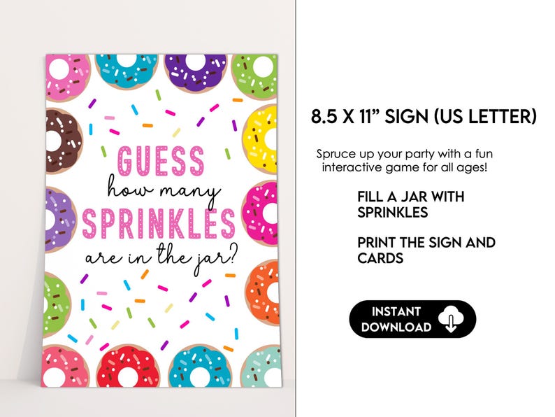 Guess How Many Sprinkles Game, Donut Baby Shower, Birthday Party ...
