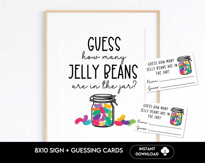Printable Jelly Bean Guessing Game Sign and Cards | Guess How Many ...