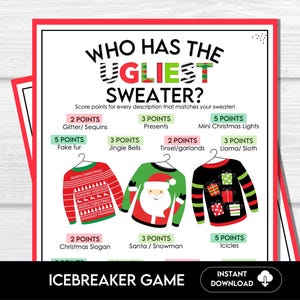 Christmas Ugly Sweater Game, Printable Icebreaker Activity for Adults ...