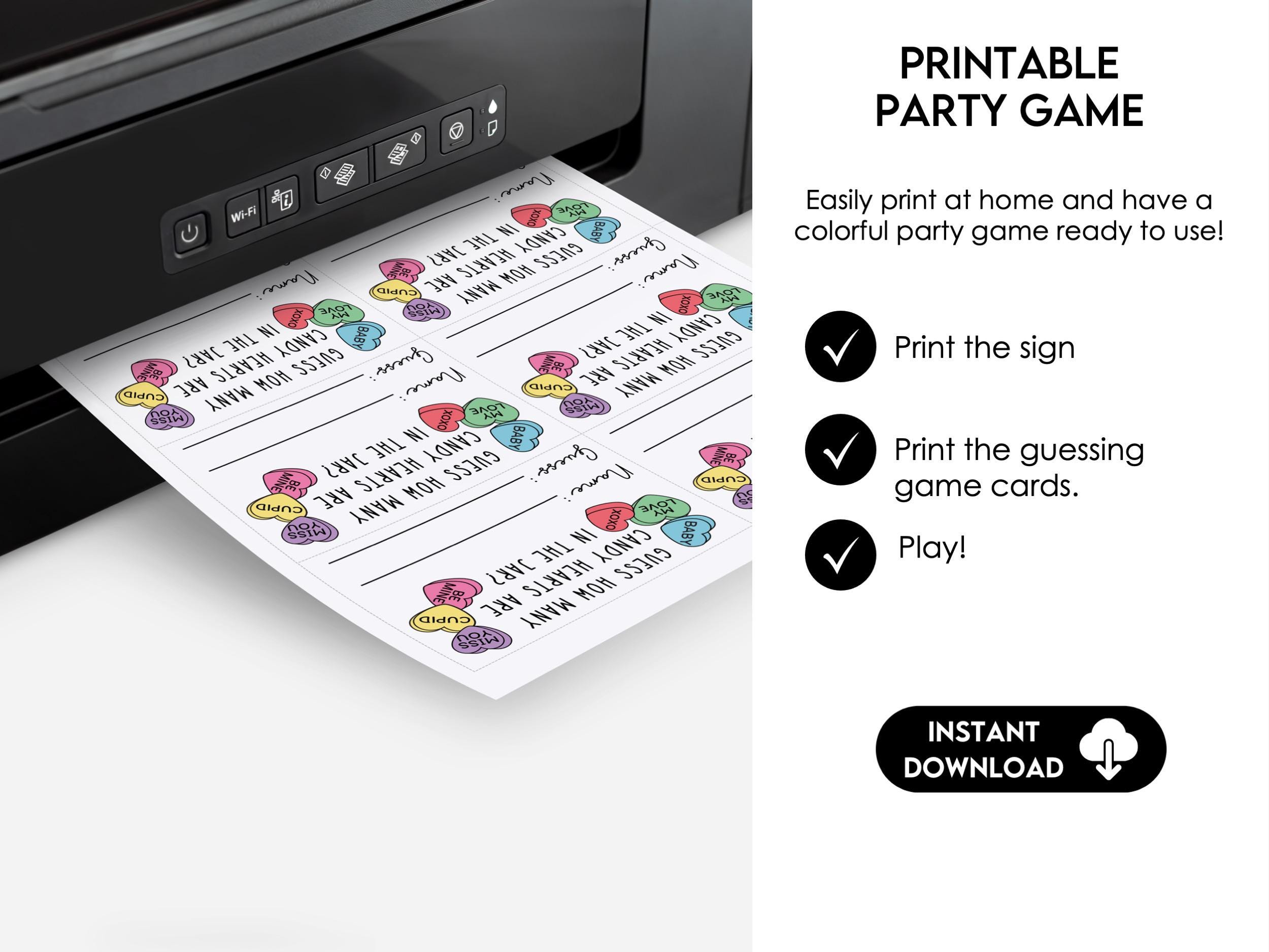 Guess How Many Candies Party Game, Valentine's Day Candy Game ...