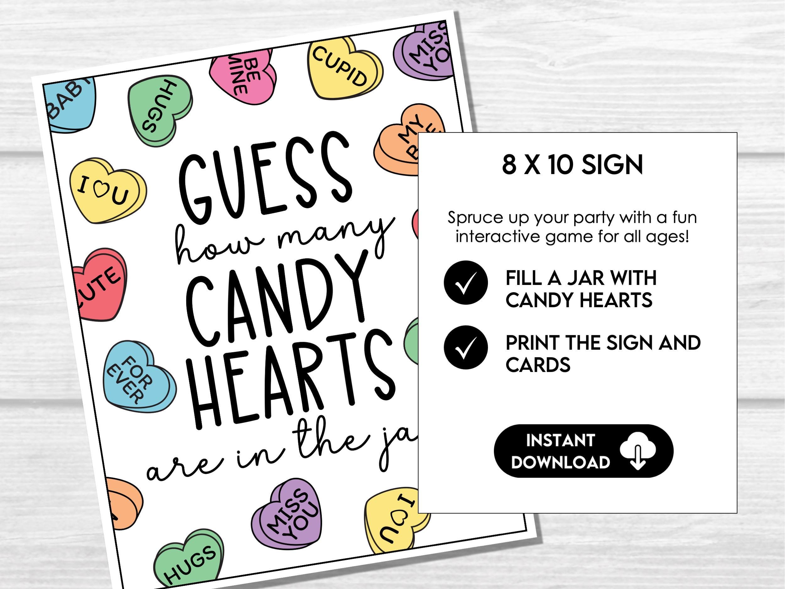 Guess How Many Candies Party Game, Valentine's Day Candy Game ...