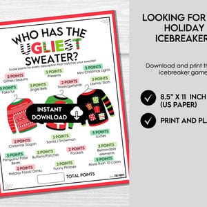 Christmas Ugly Sweater Game, Printable Icebreaker Activity for Adults ...