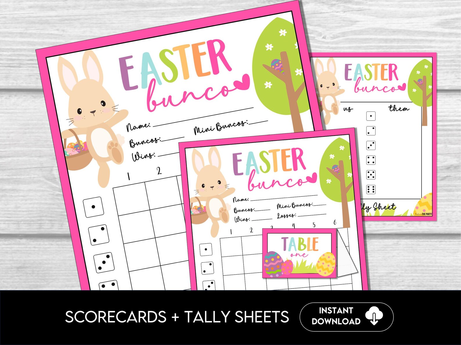 Easter Bunco Score Card Set - Spring Bunny Bunco - Tally Sheets and ...