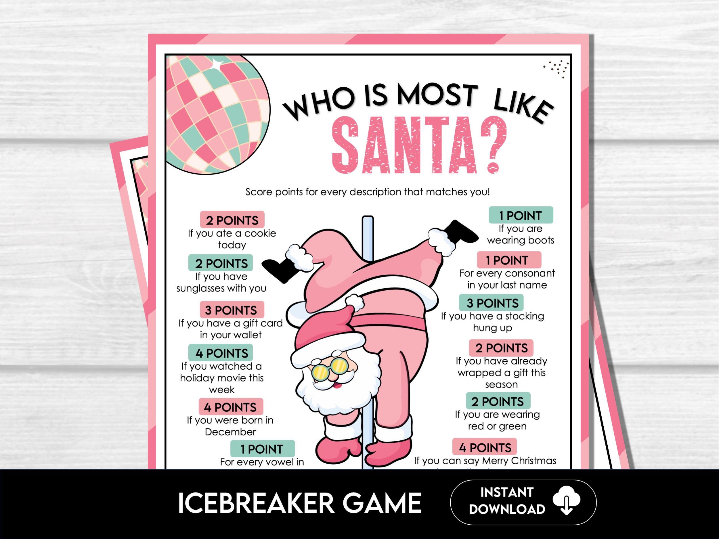 Christmas Who is Most Like Santa Game, Printable Holiday Activity for ...