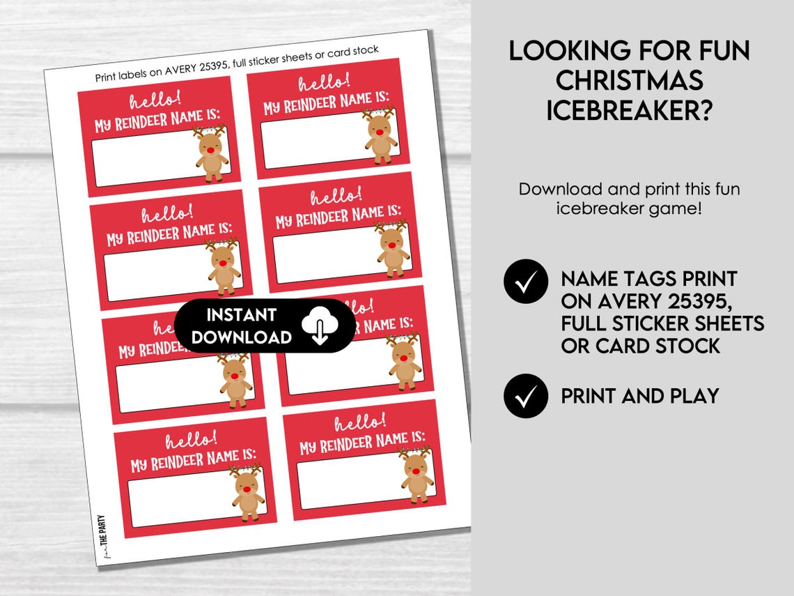 Whats Your Reindeer Name Game, Funny Christmas Printable Name Games ...