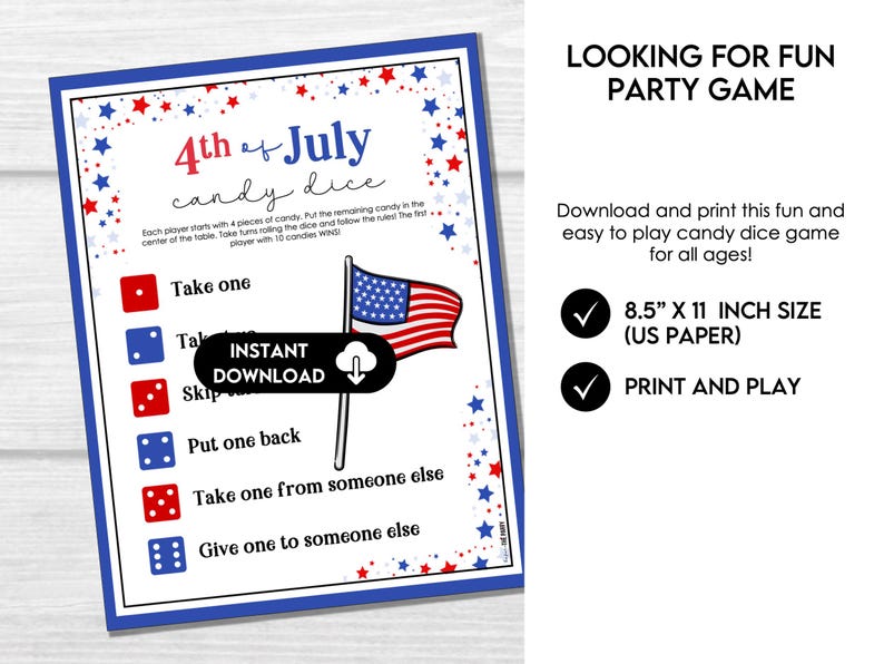 4th of July Candy Dice, Party Game for Adults & Kids, Fun Patriotic Ice ...