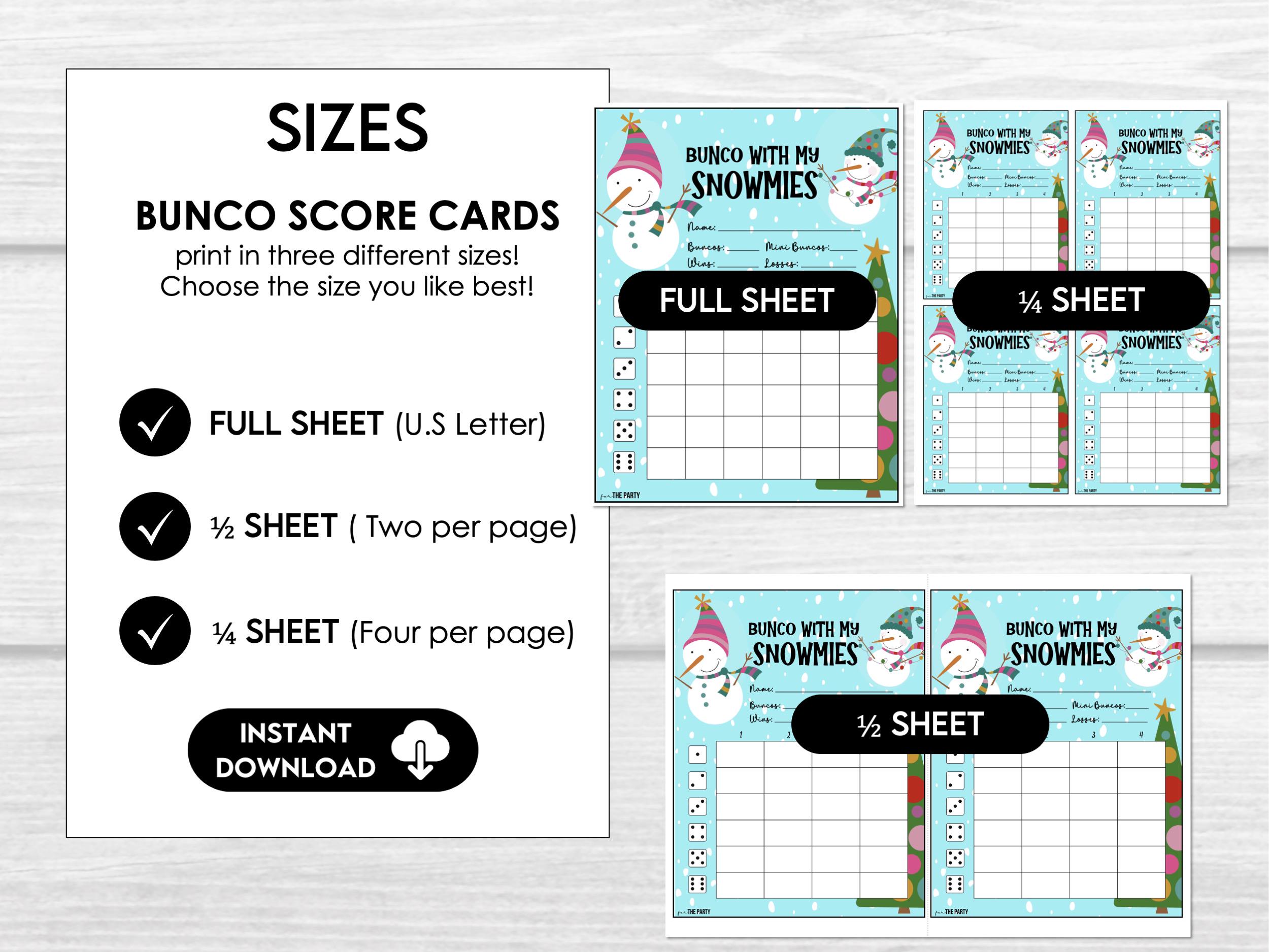 Winter Bunco Score Sheets, Printable Bunco Game Cards, Bunco With My ...