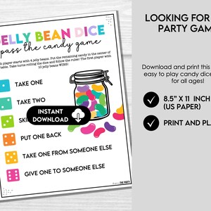 Jelly Bean Dice Game, Birthday Party Game, Easter Games, Party Games ...